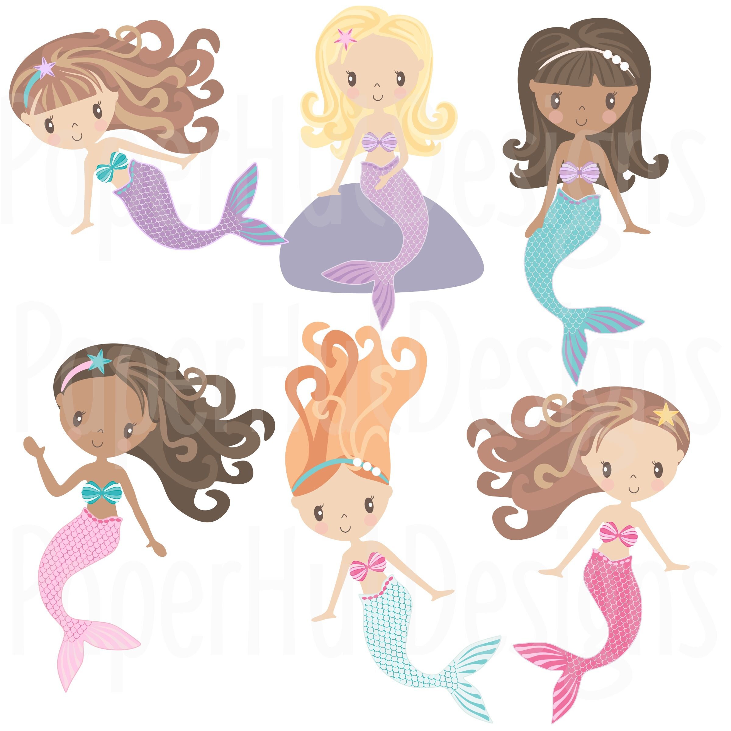 Mermaids Clipart-mermaids Clip Art- Mermaid Clipart and Digital Papers ...