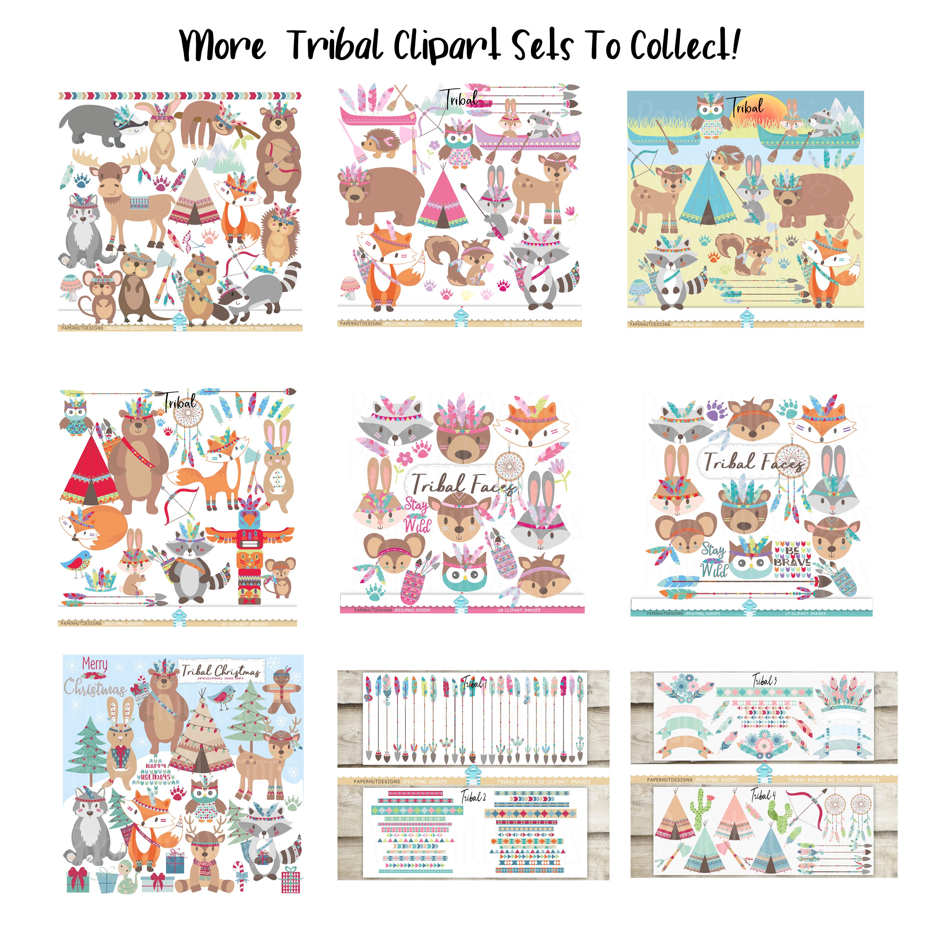 Tribal Faces Clipart-woodland Animal Faces Clipart-tribal Animal ...