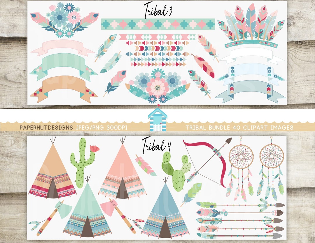 Tribal Clipart Bundle-tribal Boho Clip Art -american Indian-navajo ...