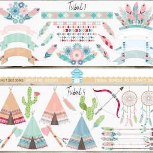 Tribal Clipart Bundle-tribal Boho Clip Art -american Indian-navajo ...