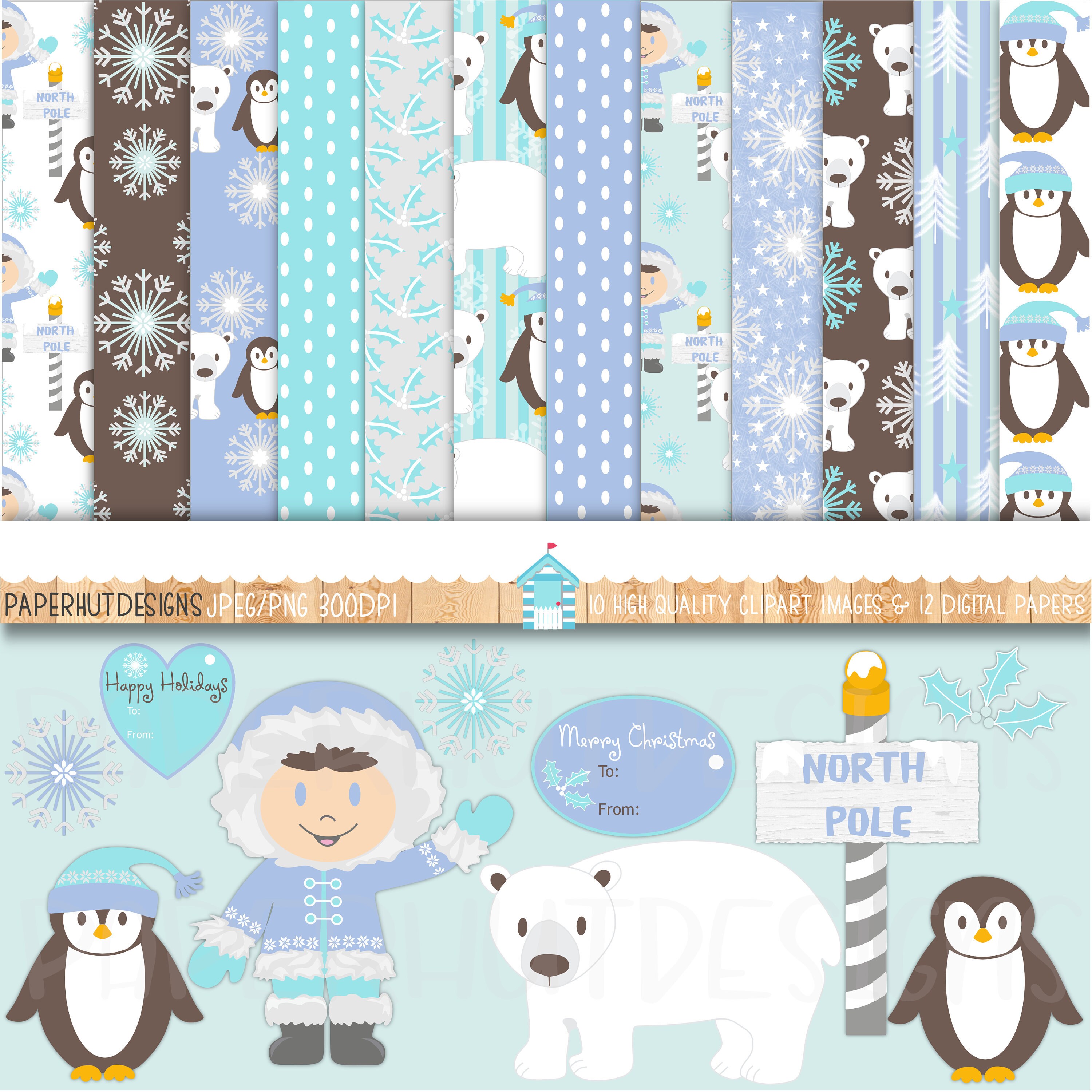 Christmas Digital Papers-christmas Clipart-holiday Clip - Etsy UK