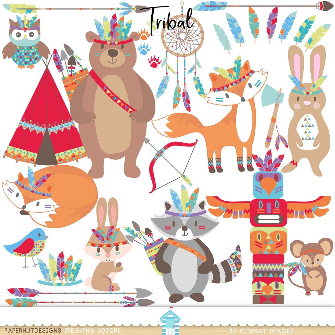 Tribal Woodland Animals Clipart-tribal Clip Art -tribal Forest Animal ...