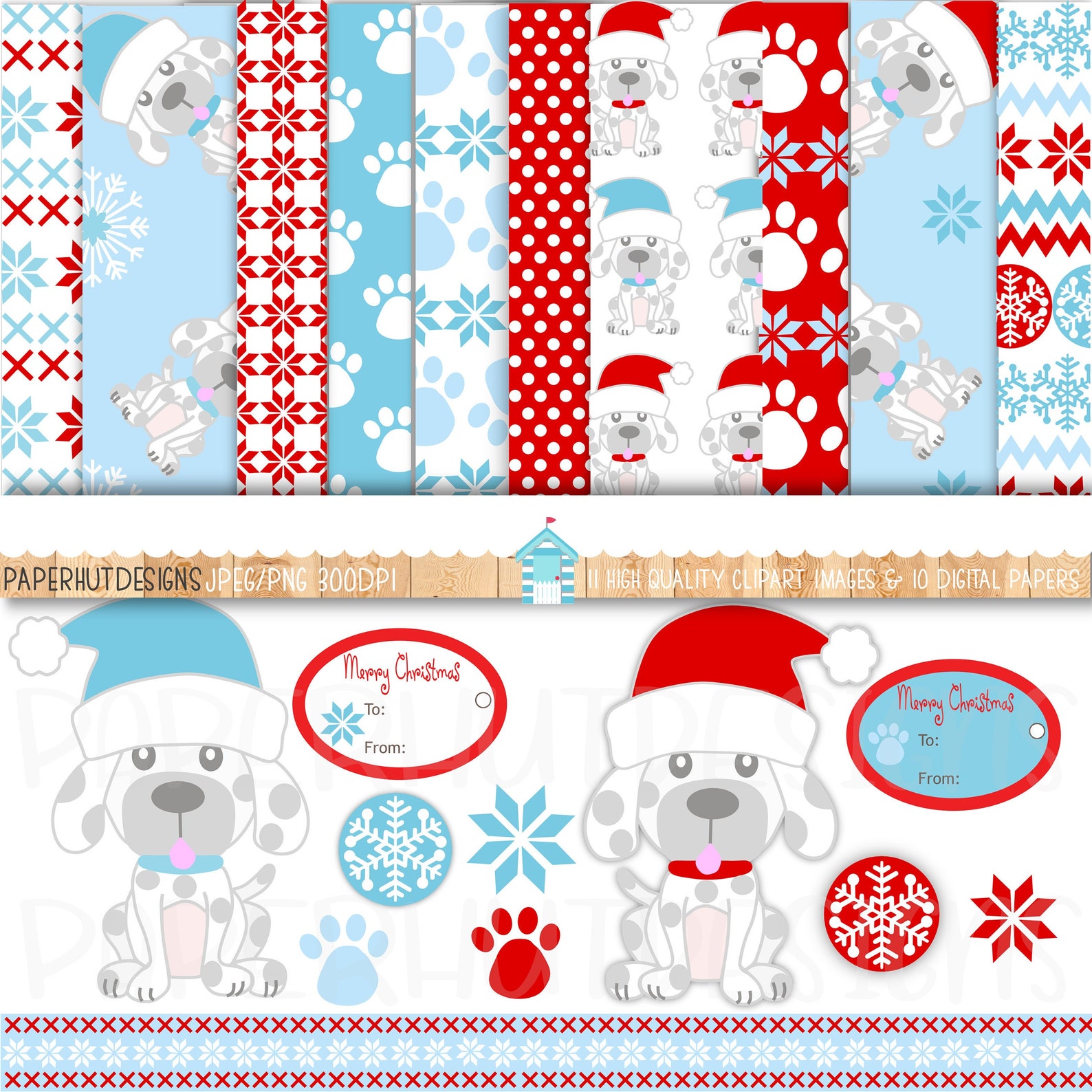 Christmas Dog Clipart and Digital Papers|christmas Dog Clip Art ...
