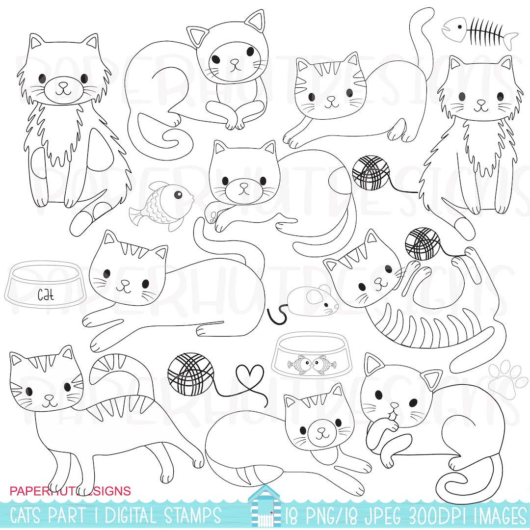 Cats Digital Stamps|kitten Digital Stamps|kitties Digital Stamps|kitty ...