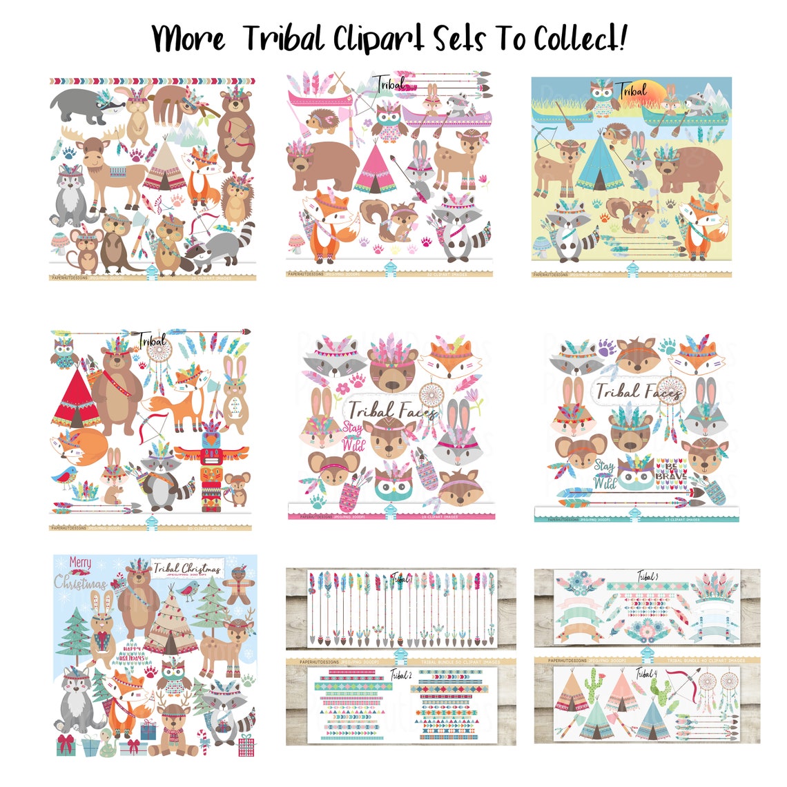 Tribal Woodland Animals Clipart-tribal Clip Art tribal Forest | Etsy