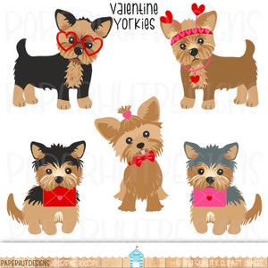 Valentine Yorkie Dogs Clipart-yorkshire Terrier Valentine Clip Art-cute ...