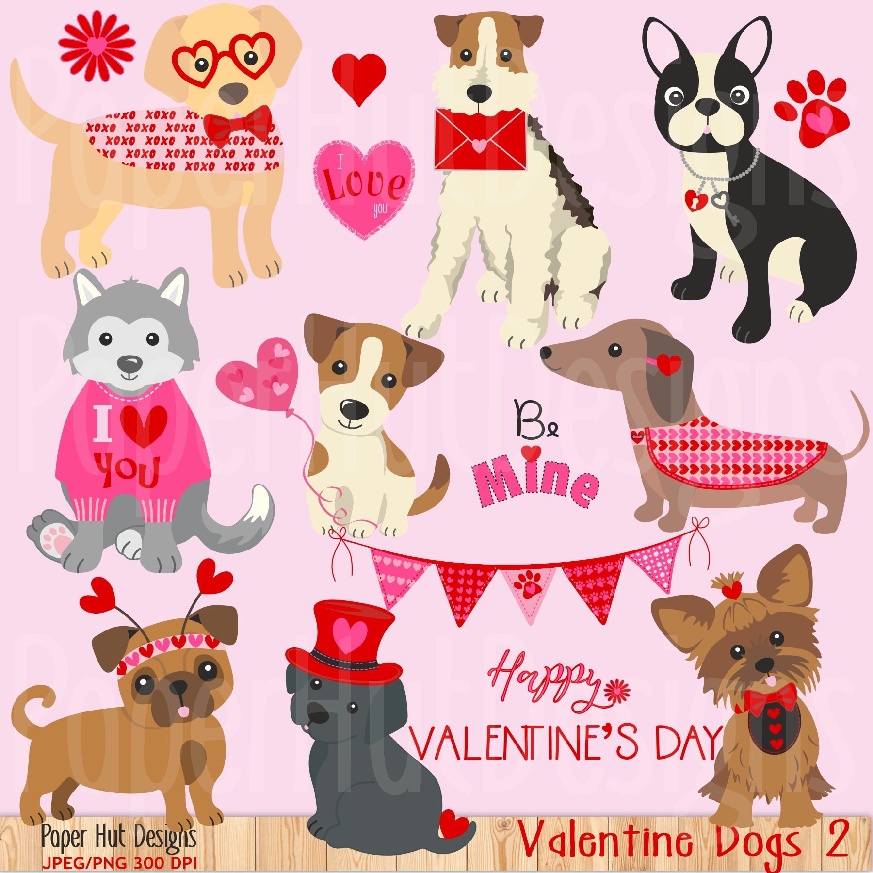 Valentine Dogs Clipart 2-valentine Clipart-dog Clipart-puppy - Etsy