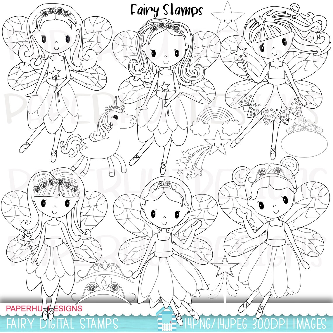 Fairy Digital Stampsfairy Clipartfairy Stampsfairy Clip | Etsy