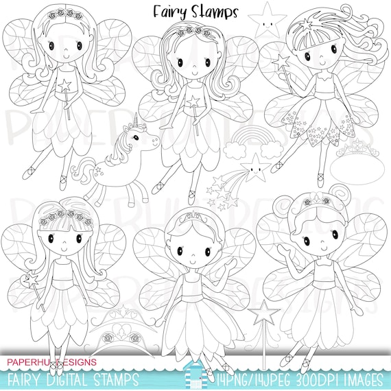 Fairy Digital Stampsfairy Clipartfairy Stampsfairy Clip - Etsy