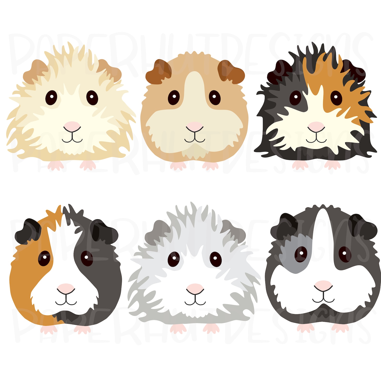 Guinea Pigs Clipartcute Guineapigs Clip Artguinea Pigs - Etsy