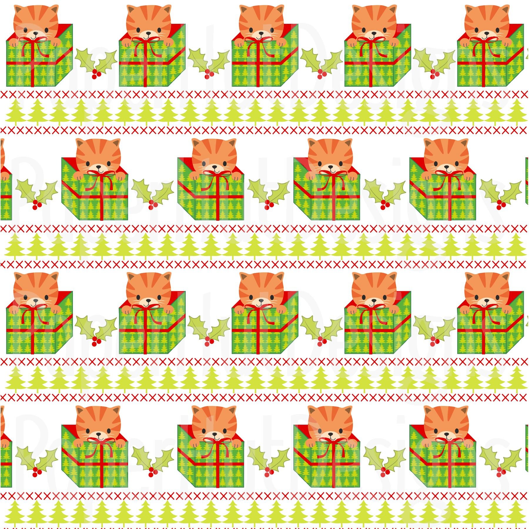 Christmas Cat Digital Papers-christmas Digital Paper - Etsy UK