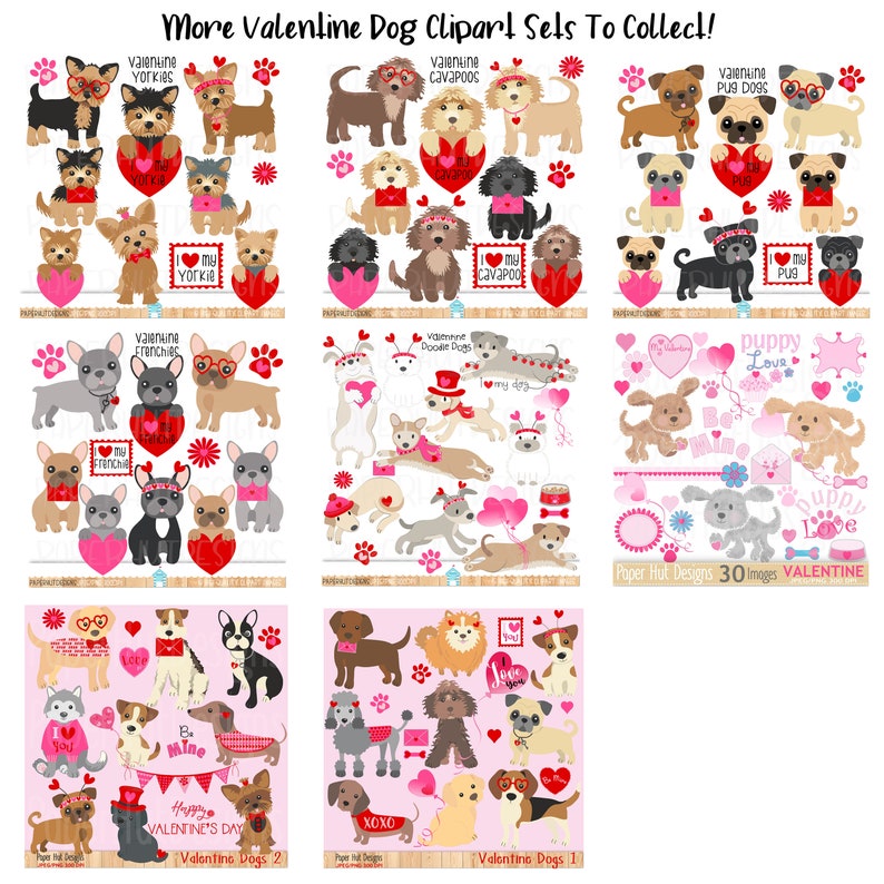 Valentine Dog Clipart Set|valentine Dog Clip Art|valentine Doodle Dogs ...