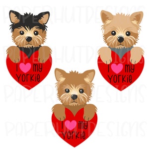 Valentine Yorkie Dogs Clipart-yorkshire Terrier Valentine Clip Art-cute ...
