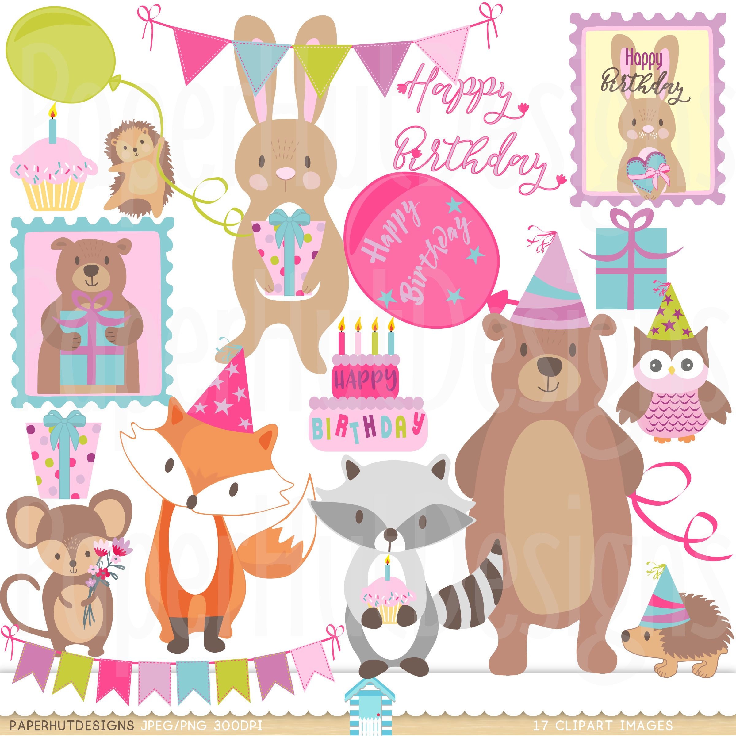 Birthday Woodland Animals Clipart-Woodland Animals Birthday | Etsy