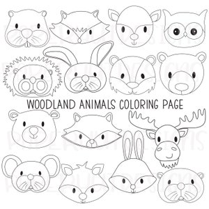 Woodland Animal Faces Digital Stamps|forest Animal Faces Digital Stamps ...