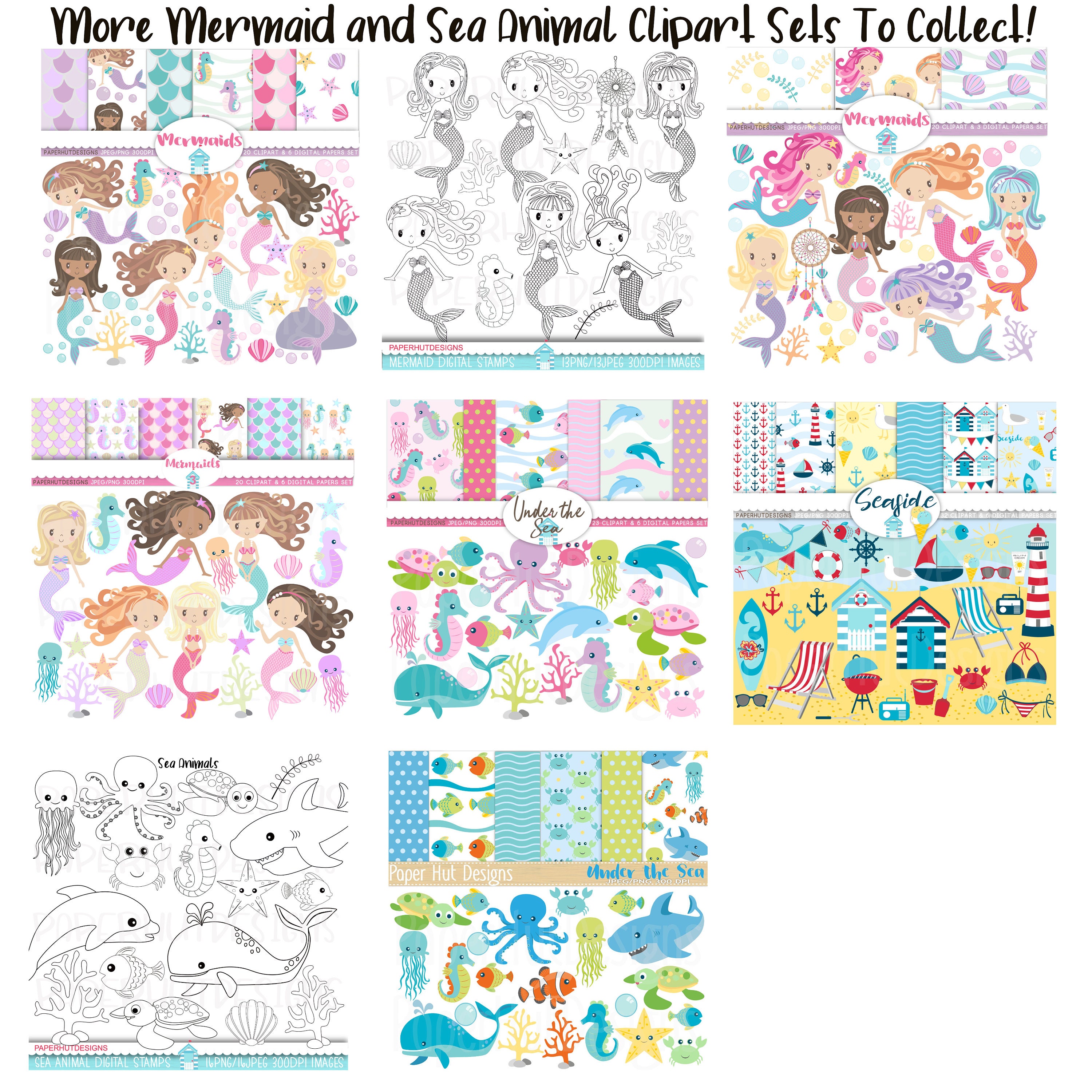 Mermaids Clipart-mermaids Clip Art- Mermaid Clipart and Digital Papers ...