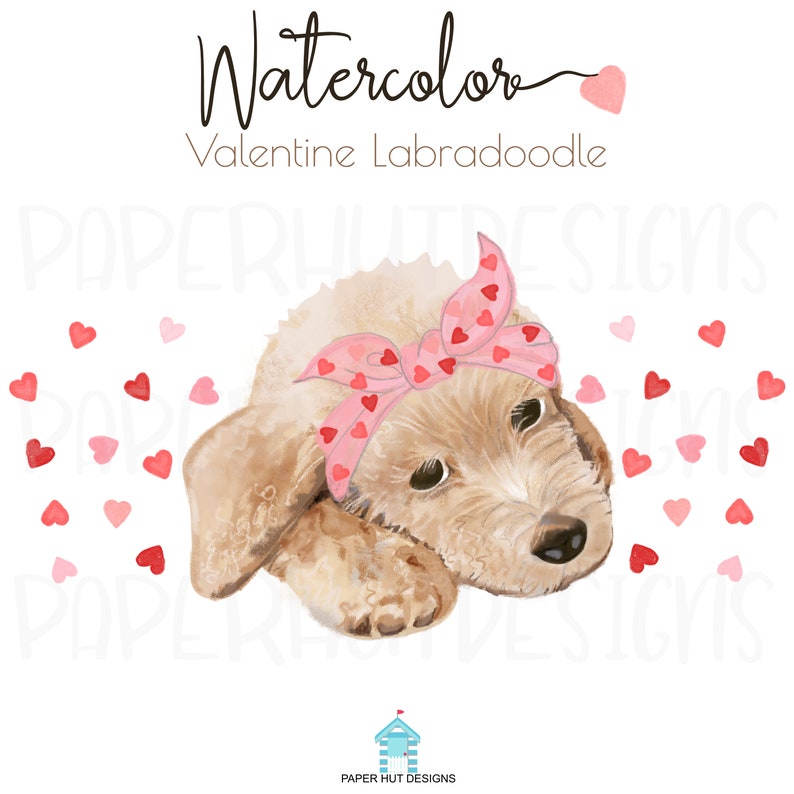 Valentine Watercolor Labradoodle Digital Clipart | Etsy