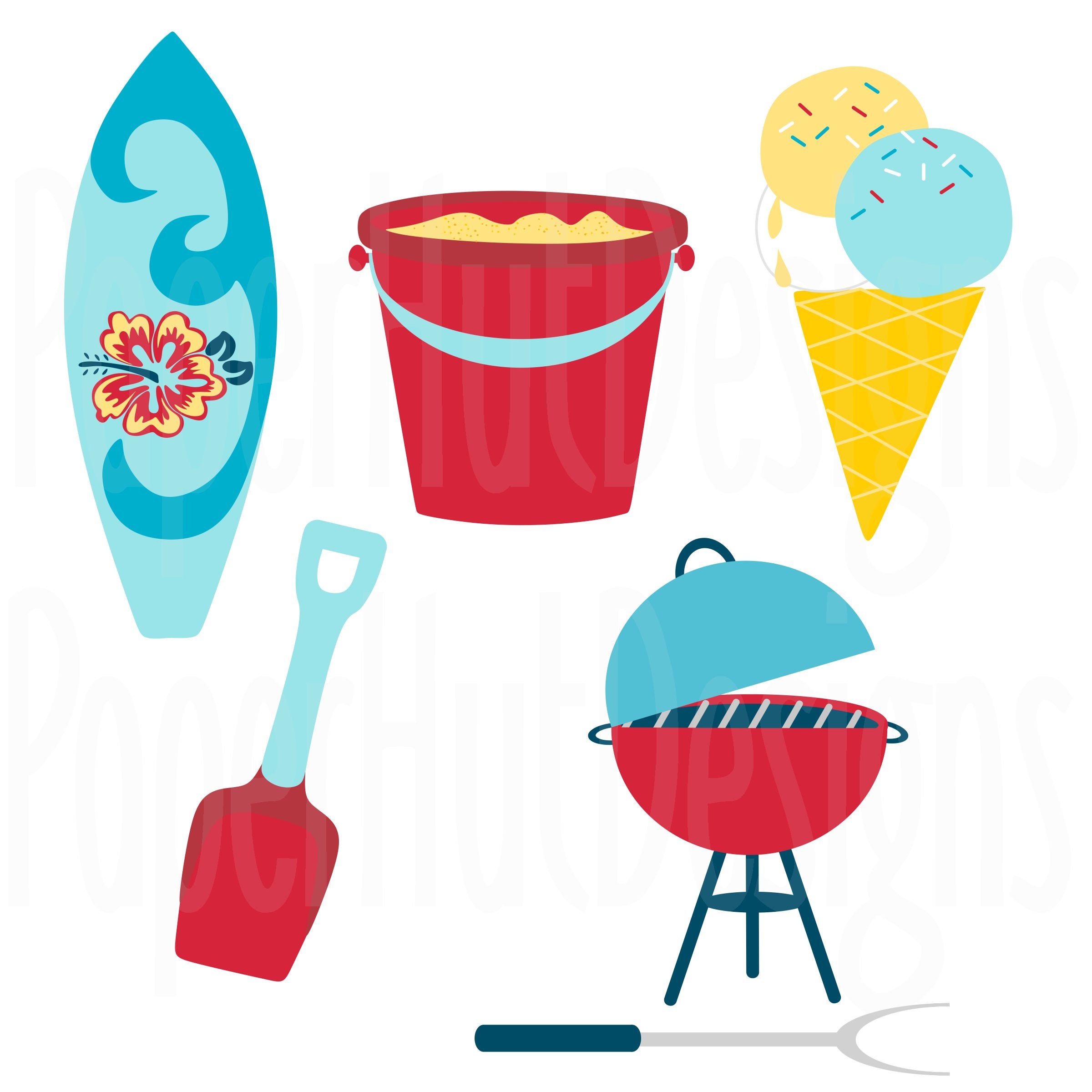 Beach Clipart and Digital Paper Set-beach Clip Art-nautical | Etsy