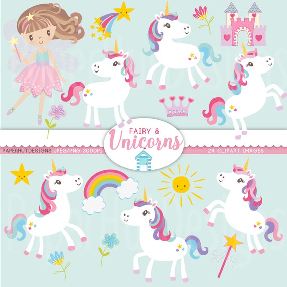 Fairy and Unicorns Clipart-unicorn and Fairy Clip Art Set | Etsy