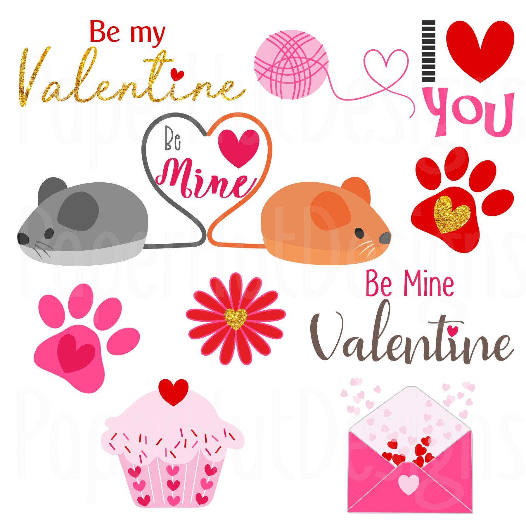 Valentine Clipart-valentine Clip Art-cat Clipart-valentine Cat - Etsy