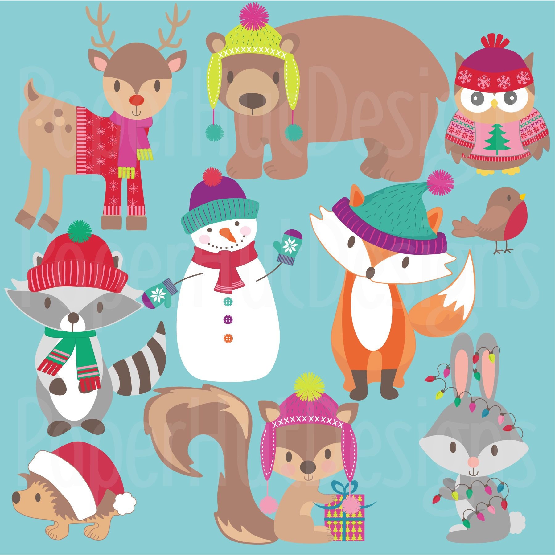 Christmas Woodland Clipart-woodland Animals Clipart-christmas Clip Art ...