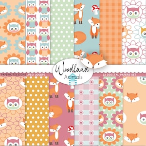 Woodland Animals Digital Papers Autumn Winter Forest Friends Digital ...