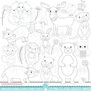 Woodland Animals Digital Stamps|forest Animals Digital Stamps|woodland ...