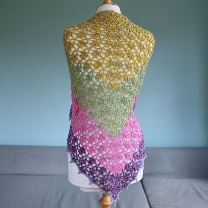 Neon Rainbow Crochet Shawl Wrap in Handspun Merino Wool - Etsy