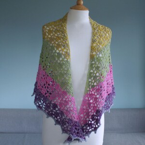 Neon Rainbow Crochet Shawl Wrap in Handspun Merino Wool - Etsy