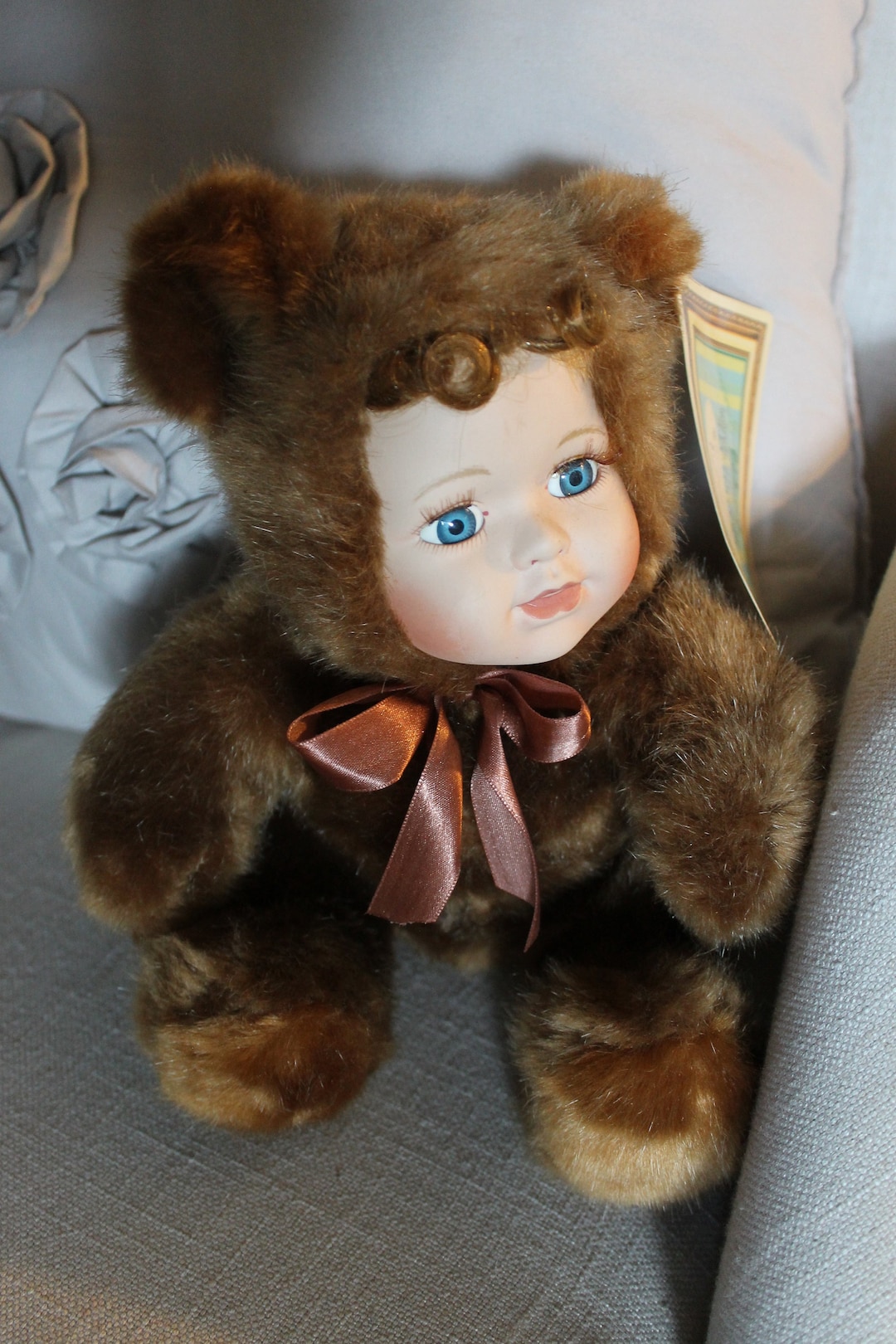 Ashley Belle Teddy Bear With Porcelain Face - Etsy