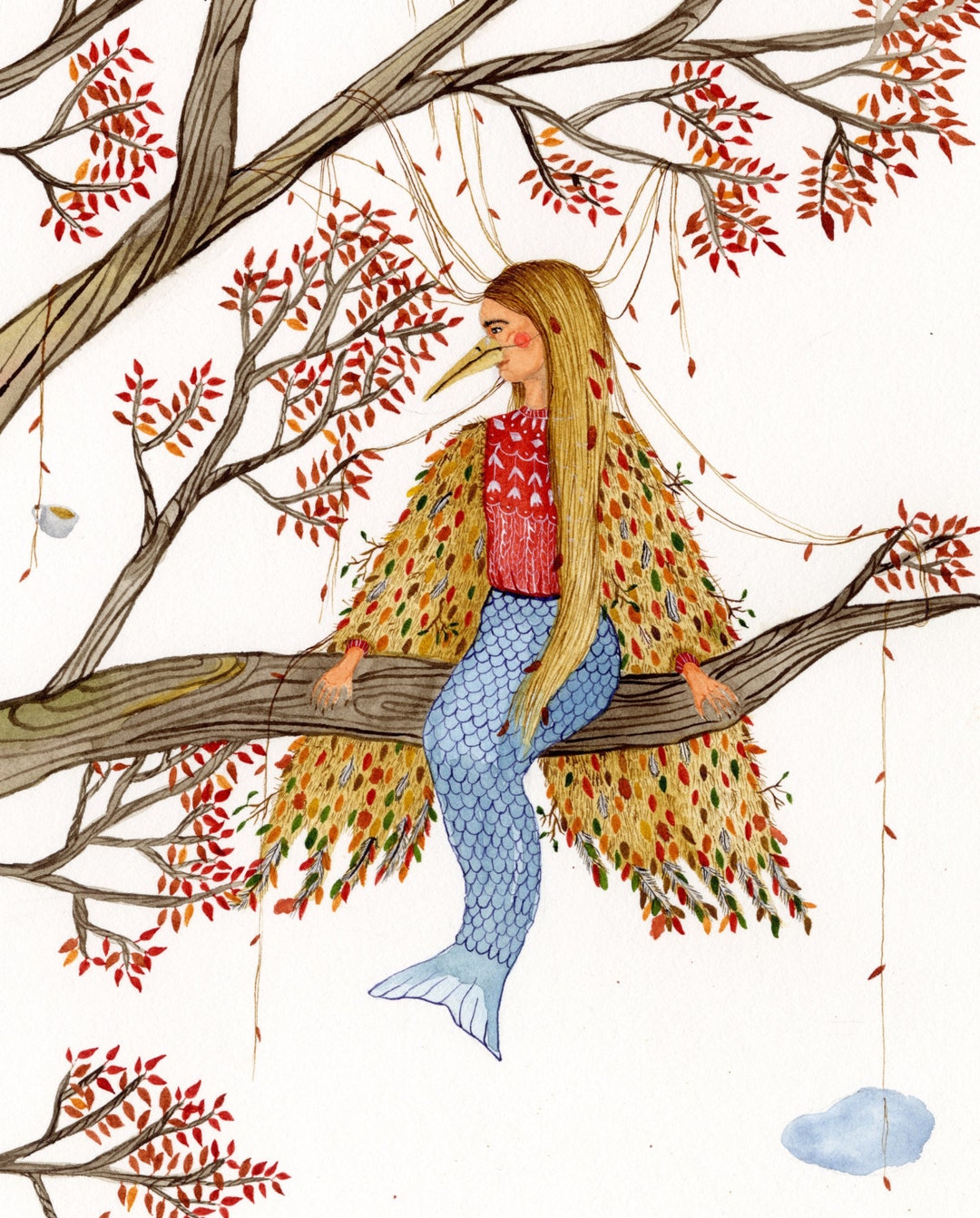 Hand Drawn Illustration Print A4 A3 Autumn Love Poster - Etsy