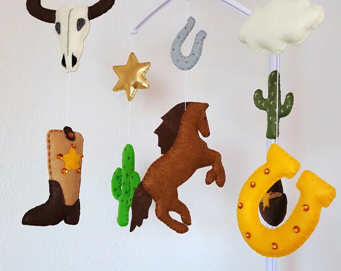 Cowboy Baby Mobile,wild West Crib Mobile,baby Boy Mobile,horse Mobile ...