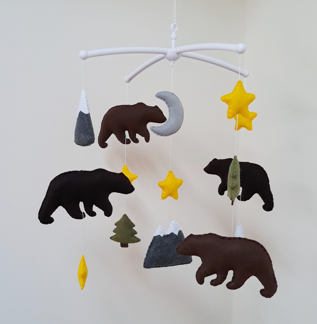 Black Brown Bear Baby Mobile,adventure Mobile,woodland Mobile,brown ...