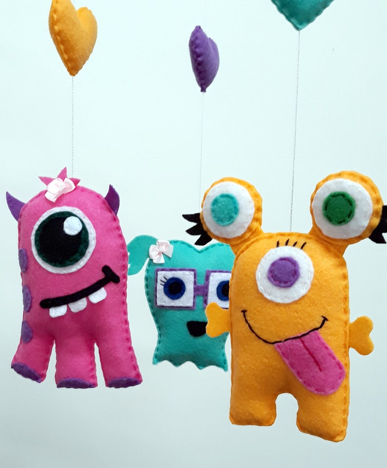 Monster baby mobileBaby girl monster mobileGirly baby | Etsy