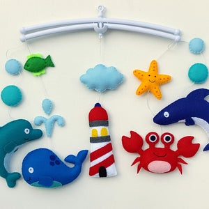 Nautical Baby Crib Mobile, Shark Baby Mobile, Fish Baby Mobile, Ocean ...