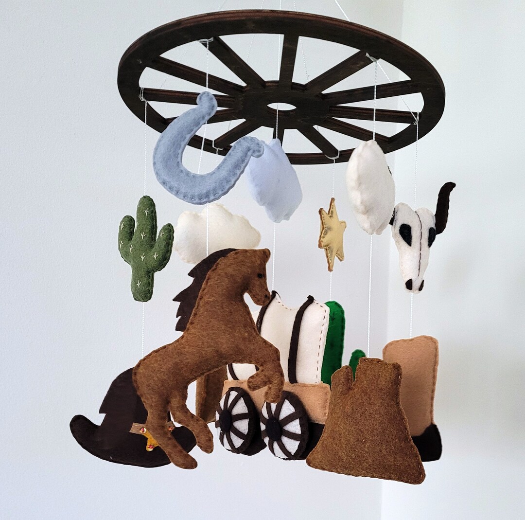 Covered Wagon Baby Mobile, Vintage Cowboy Wagon Baby Mobile, Great ...