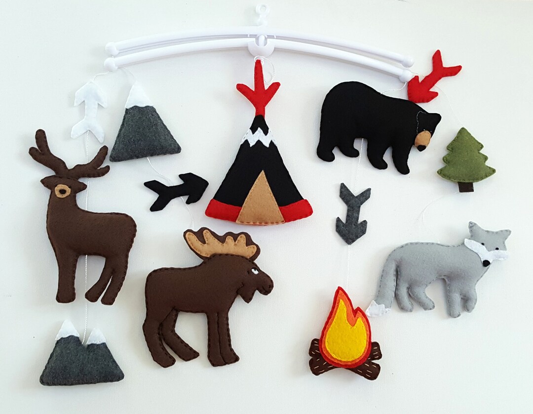 Woodland Adventure Baby Mobile,camping Baby Crib Mobile, Moose Bear ...