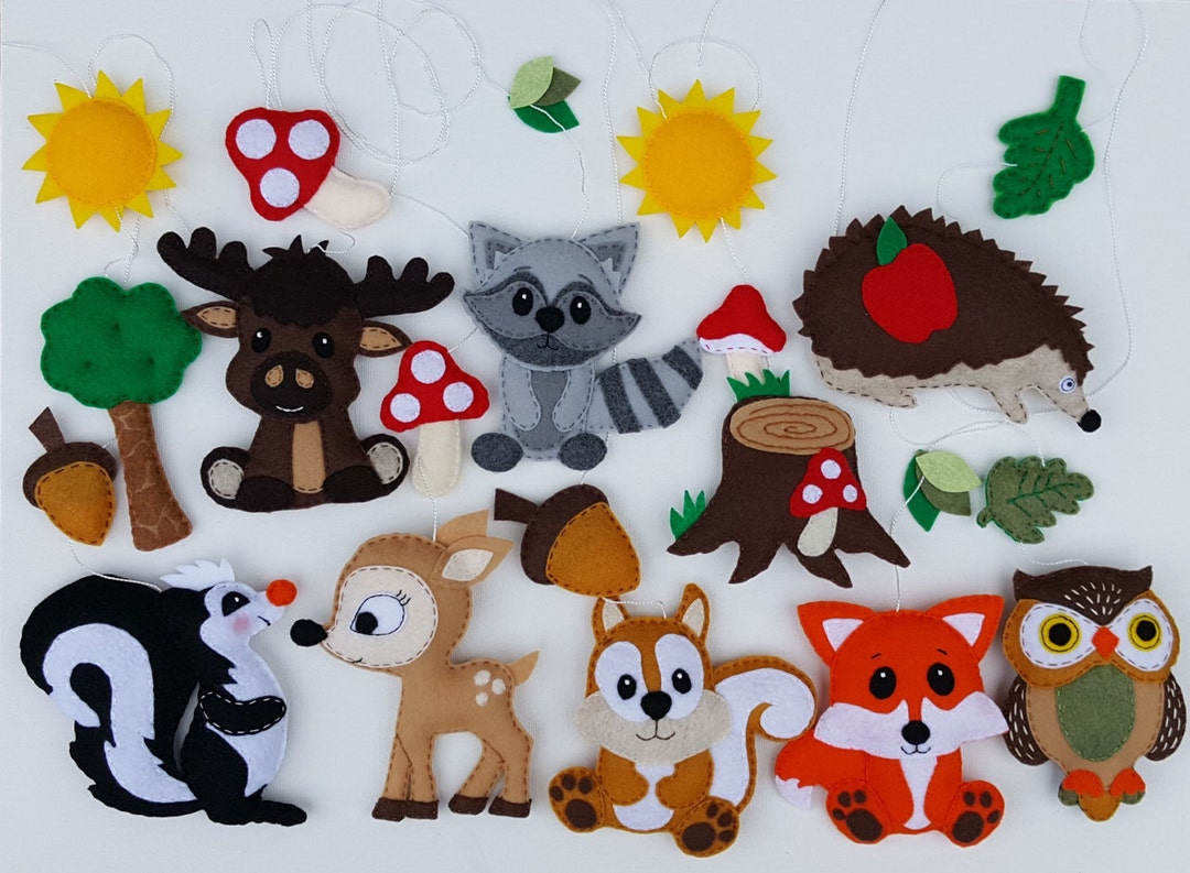 Cute Mobile, Woodland Animals Baby Mobile, Gift for Baby, Felt Baby ...
