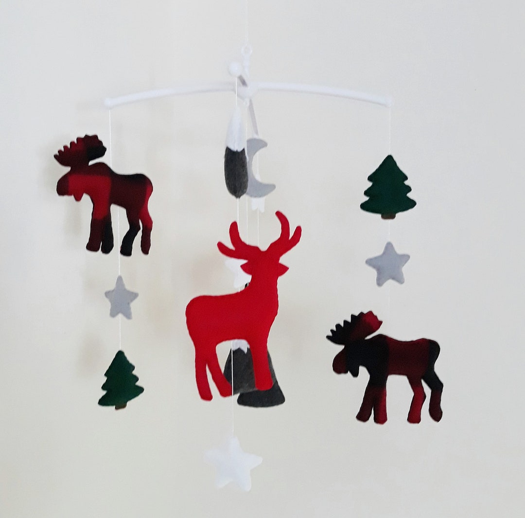 Buffalo Plaid Moose Mobile,woodland Mobile,moose Bear Mobile,moose Dear ...