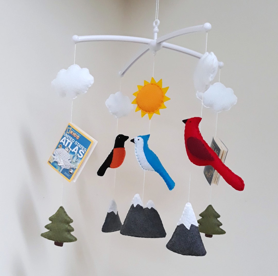 Pretty Birds Baby Mobile,bird Mobile,blue Jane Baby Mobile, Nature ...