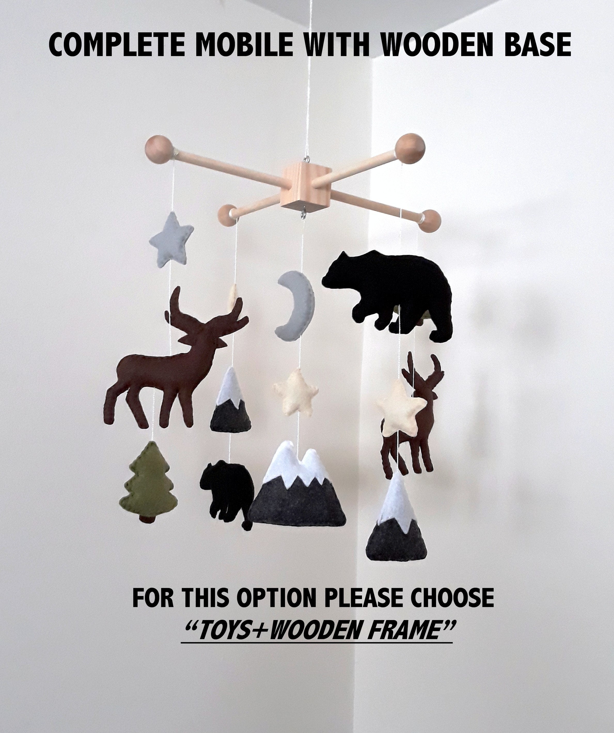 Deer Moose Bear Mobileadventure Bear Moose Deer Mobilefelt | Etsy