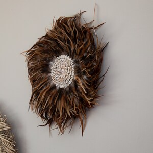 Brown Feather and Shell Wall Hanging Juju Hat Feather Wall - Etsy