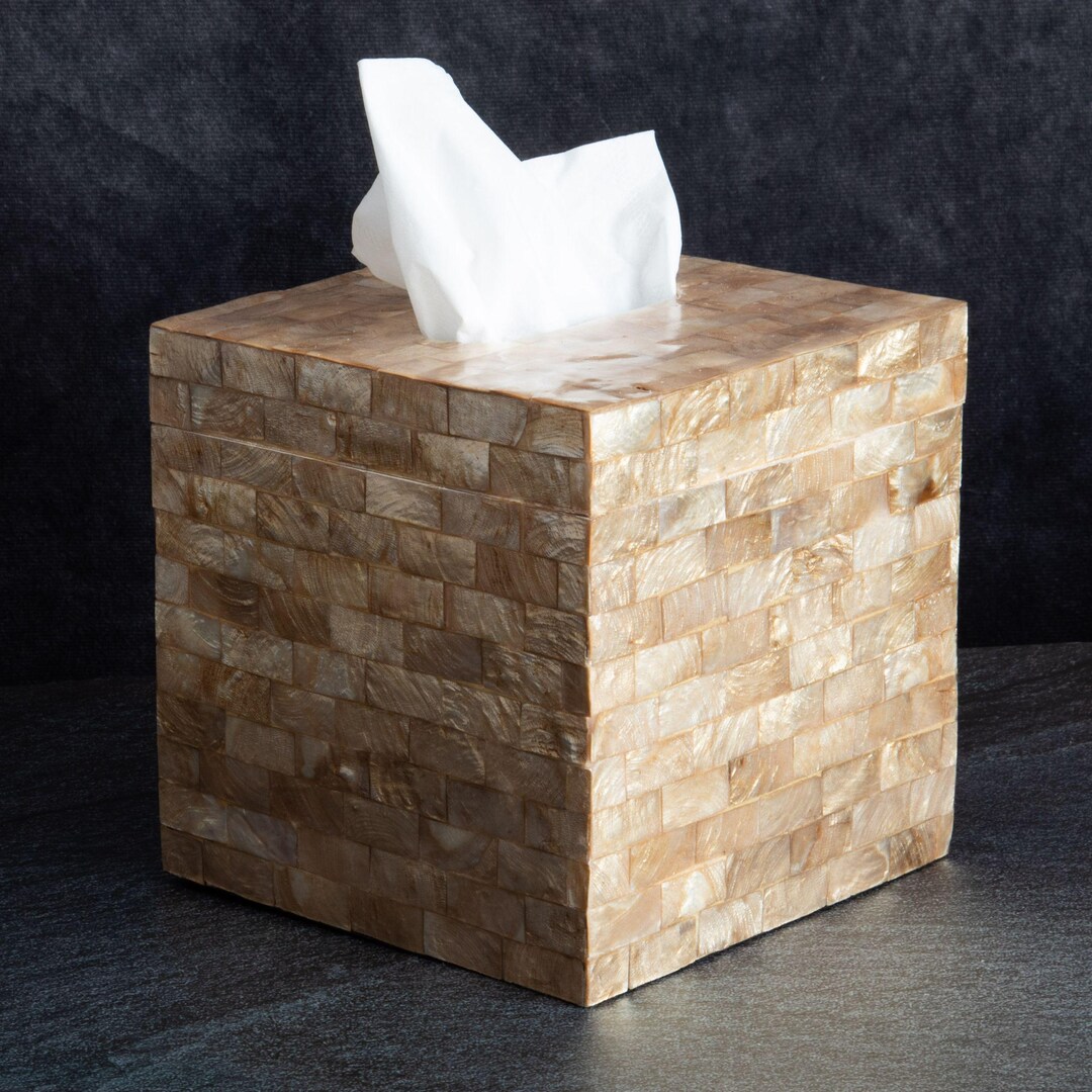 Gold Capiz Shell Square Tissue Box | Elegant Cube Tissue Holder | Box ...