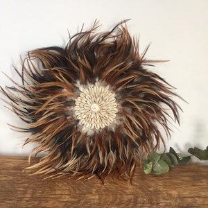 Brown Feather and Shell Wall Hanging Juju Hat Feather Wall - Etsy