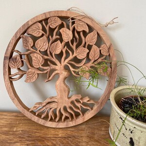 Hand-carved Wooden Tree of Life Wall Art | Natural Wood Home Decor ...