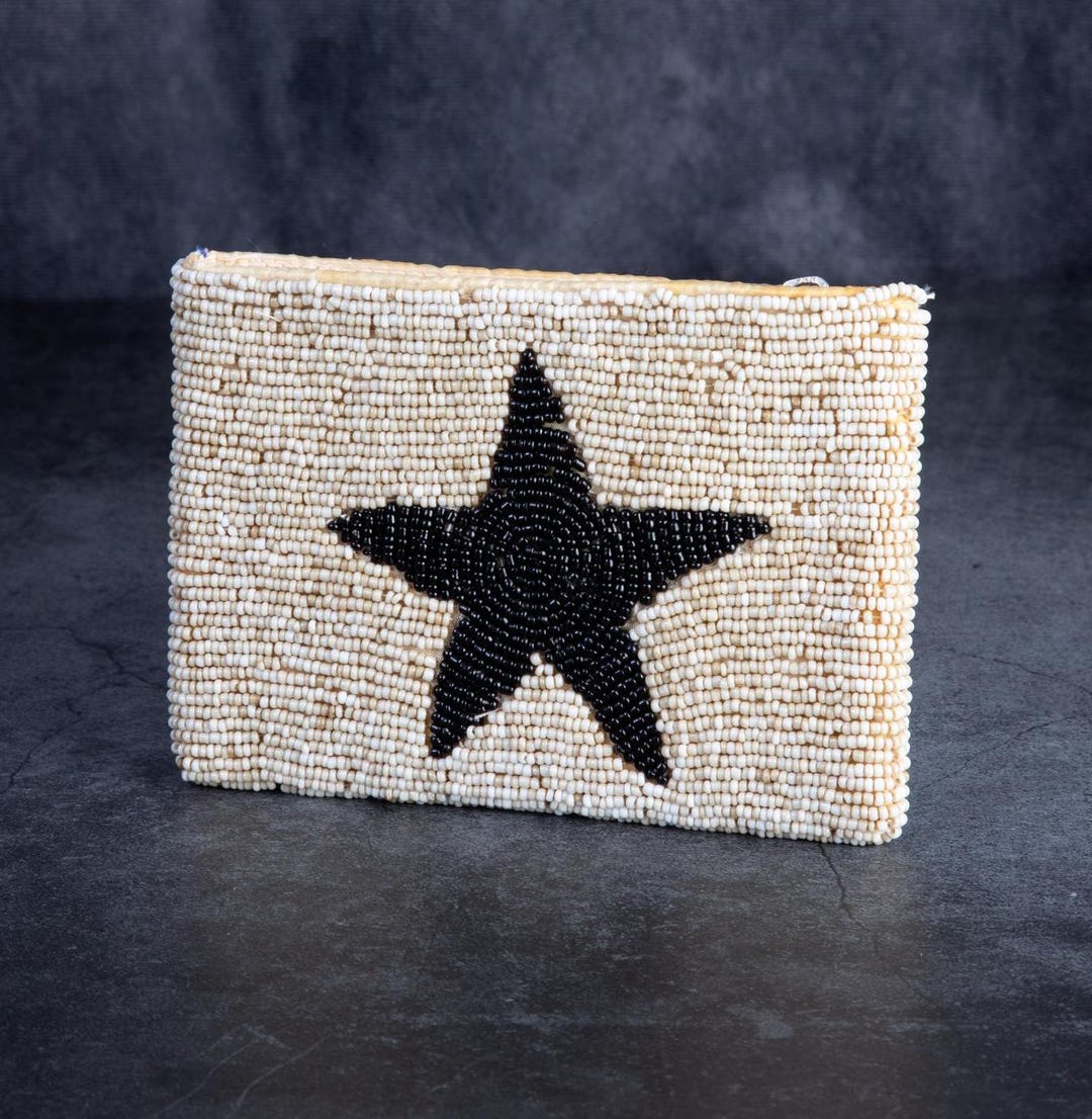 Black Star Beaded Coin Purse | Star Purse for Organising Credit Cards ...