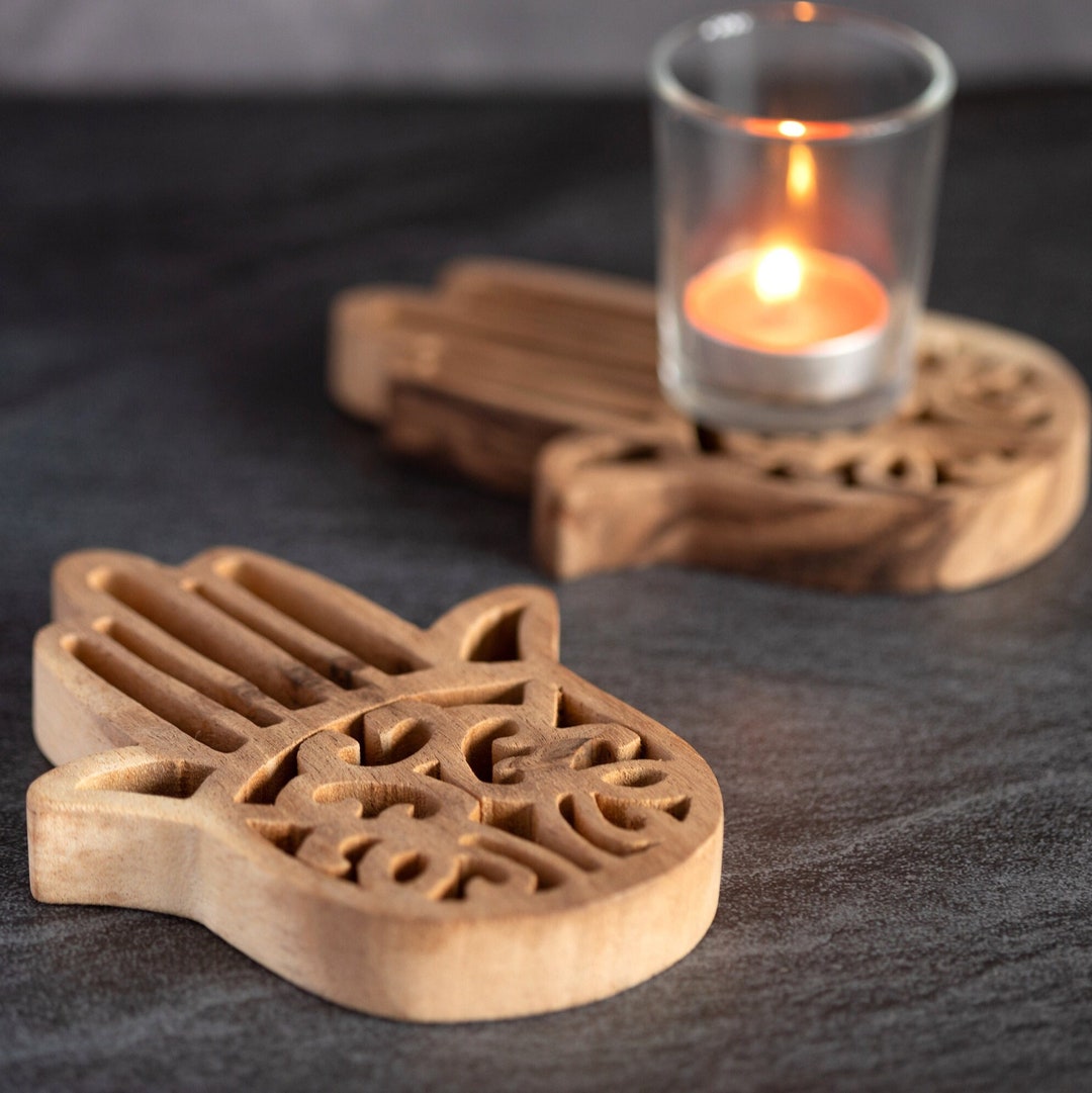 Wooden Hand Coaster | Handmade Hamsa Hand Coaster | Rustic Home Decor ...