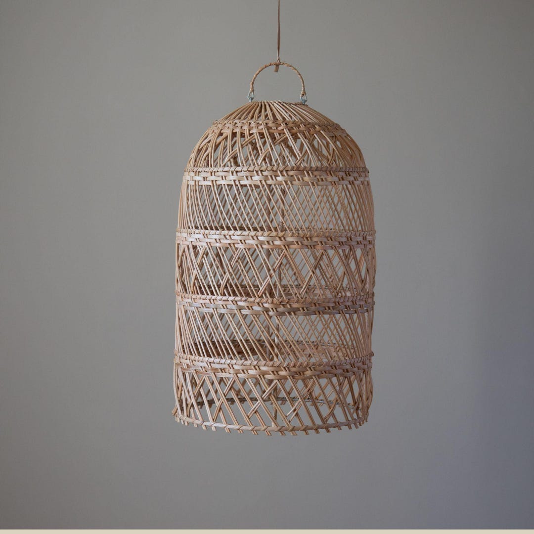 Handmade Rattan Pendant Light Shade | Natural Boho Lampshade | Woven ...