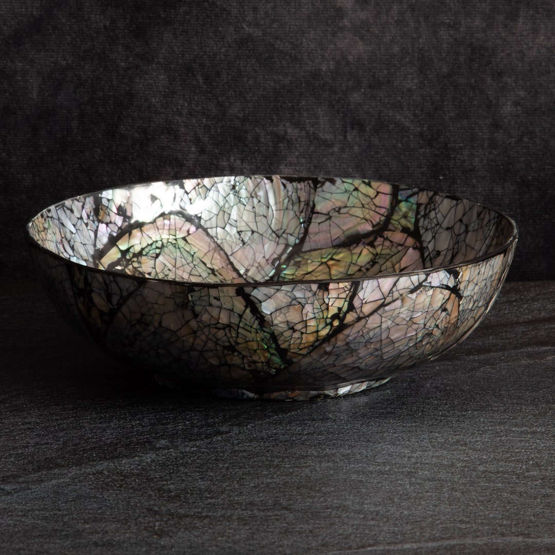 Black Mother of Pearl Shell Bowl | Iridescent Decorative Bowl for ...