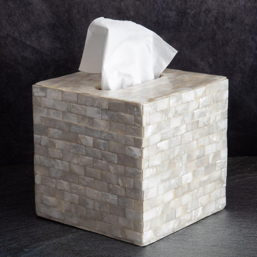 Natural Capiz Shell Square Tissue Box | Elegant Cube Tissue Holder ...